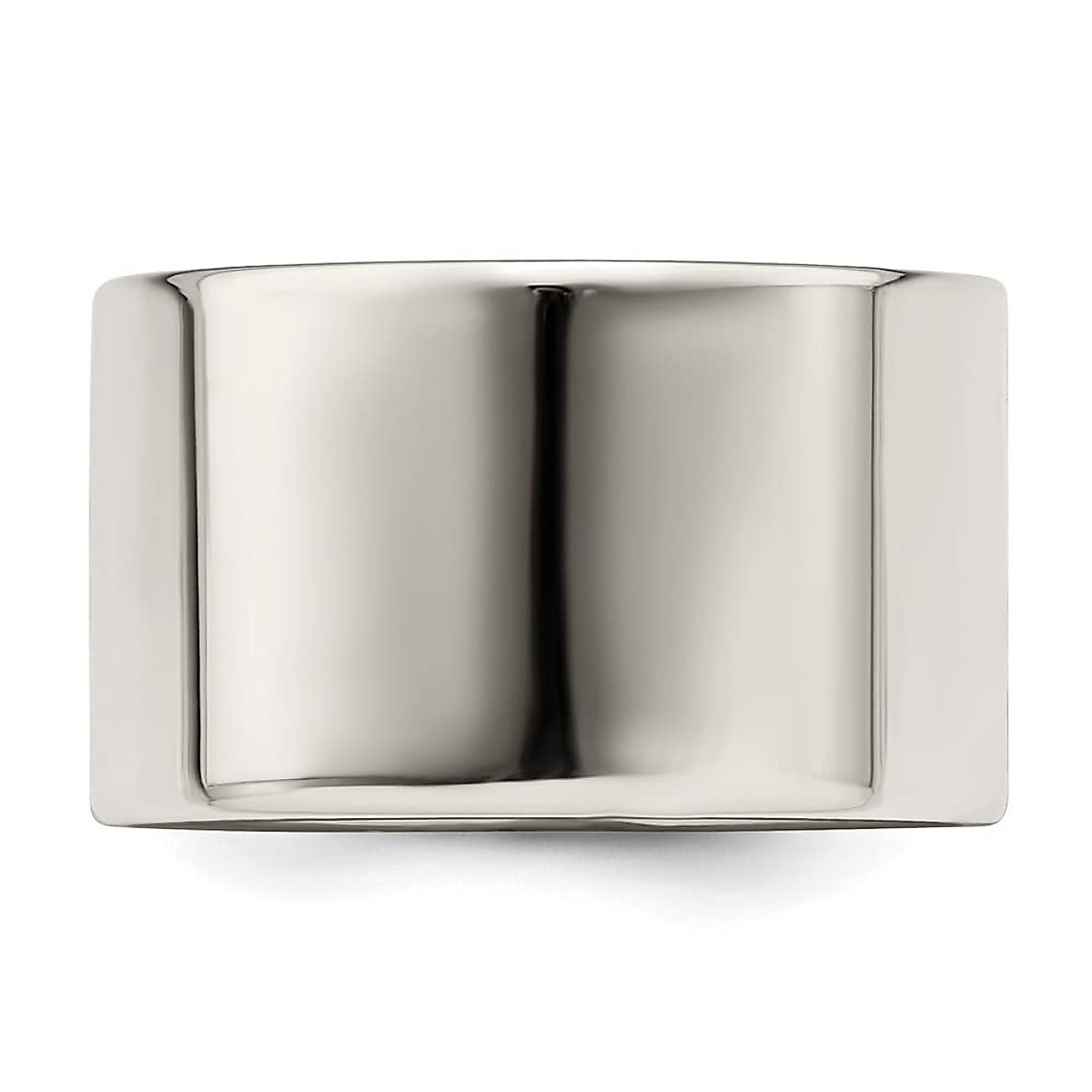 Diamond2Deal Sterling Silver 12mm Lightweight Flat Band Ring for Women Size 7.5