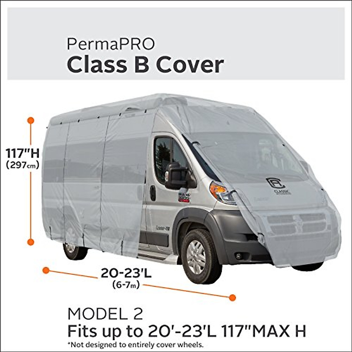 Classic Accessories Over Drive PermaPRO Class B RV Cover, Fits 20'-23' RVs, Motorhome Trailer Camper Van, Heavy-Duty Vinyl, Universal Fit, Polyester, Camper Travel Trailer Accessories , Grey