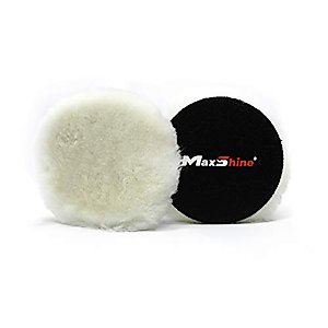 Maxshine 6” Wool Buffing Polishing Pad – Hook and Loop, Professional 100% Natural Wool Pad, Removing Scratches & Oxidation