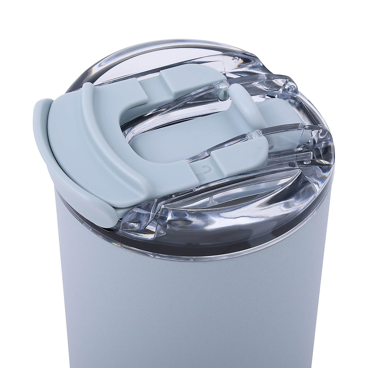 Manna Groove Stainless Steel Insulated Tumbler with Locking Tritan Lid and Flip-up Straw - 30 Oz - Ocean Mist Powder Coat