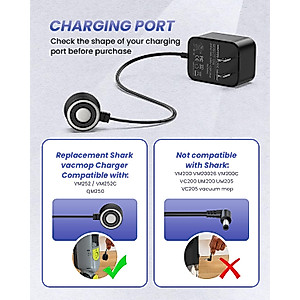 Replacement for Shark Vacmop Charger, Cordless Hard Floor Vacuum Mop Shark VM252 VM252C VM251 QM250 VM250 Magnetic Power Cord Charger