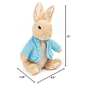 GUND Beatrix Potter Classic Peter Rabbit in Blue Coat Deluxe Soft Plush Stuffed Animal Bunny, Brown, 11”