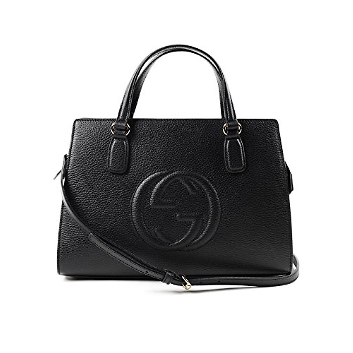 Gucci Soho Leather Satchel tote Structured Black Shoulder Bag New