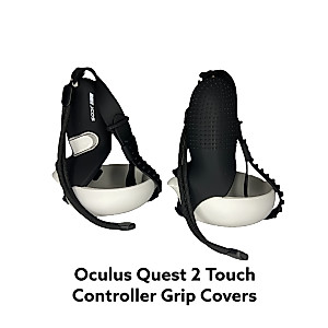 JCOS 4-in-1 Silicone Accessories for Oculus Quest 2 | Shell Front Silicone Face Cover Protector, Skin Grip Cover, Adjustable Knuckle Straps, Soft Silicone Facial Interface Cover (Black), JCOS1