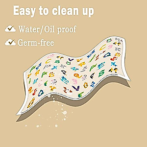 Disposable Stick-on Placemats for Baby&Toddler&Kids,Placemats That Sick on Dining Table at Family、Restaurant and Travel,Toddler placemat,40 Pack 12x18in Alphabet Animals Waterproof Table Mat