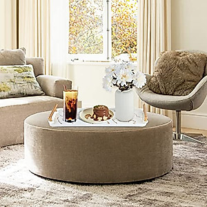 Ottoman Coffee Table Serving Tray, Large White Ceramic Decorative Trays for Coffee Table, Entryway Table, Console Table, Kitchen Island, Organizer Vanity Tray for Jewelry & Perfume (Gold Foiling)