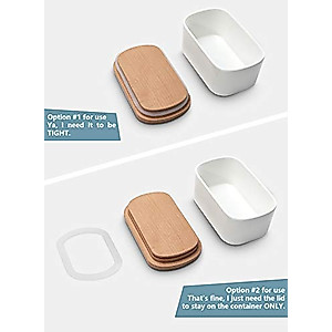 Sweese 324.104 Large Butter Dish with Knife - Airtight Butter Keeper Holds Up to 2 Sticks of Butter - Porcelain Container with Beech Wooden Lid, Red