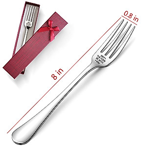 PZJIEAN May The Fork Be with You Funny Engraved Stainless Steel Fork, Dinner Dessert Fork with Gift Box, for Boyfriend, Husband, Nerd, Friends, Thanksgiving Christmas Giftss, Birthday Christmas Gift