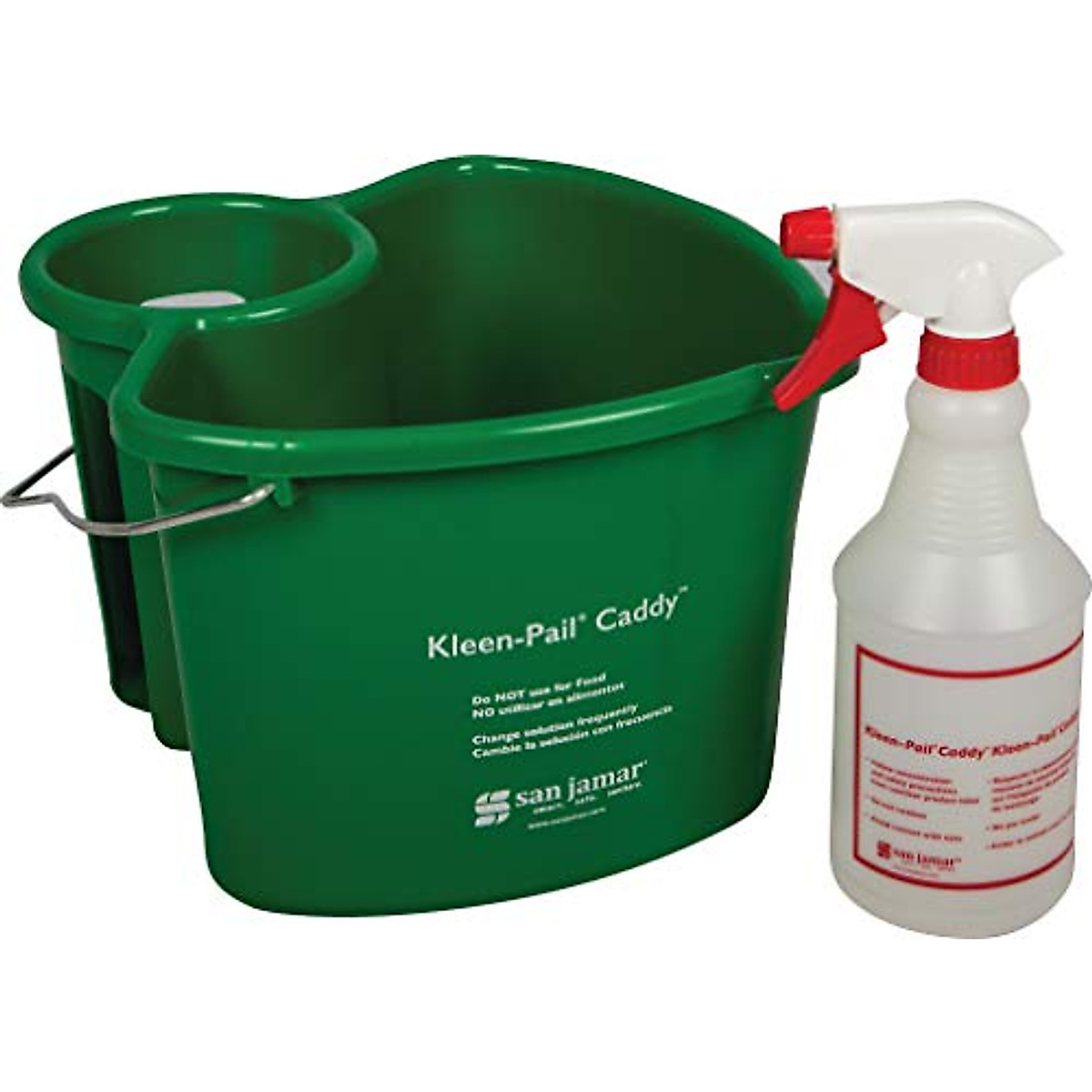 San Jamar KP500 Kleen-Pail Commercial Cleaning Caddy System, Green