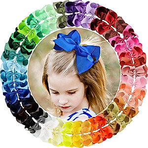 ALinmo 40 Colors 6Inch Hair Bows Clips Large Big Grosgrain Ribbon Hair Bows Alligator Clips Hair Accessories for Girls Toddler Kids Children Teens