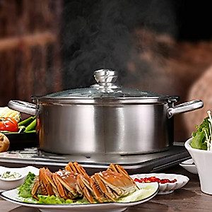 DEPILA Home Sided Plate Electric S Practical Ramen Cooker Yang Size Stick Stainless Base Cooker: Gas Two-Flavor Soup Cookware Stove Steel Dual Holder Double Two- Basin Duck Woks