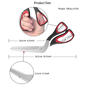 Asdirne Pizza Scissors, Pizza Cutter with Ultra Sharp Detachable Blade and Ergonomic Soft Grip, 10.3Inch, Black&Red