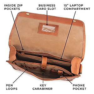 BERLINER BAGS Vintage Genuine Leather Messenger Bag Ghent, Laptop Bag, Work Bag, Briefcase for Men and Women - Brown