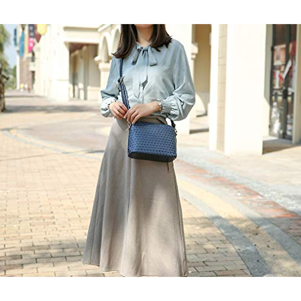 MKF 3-PC Set Shoulder Bag for Women Tote, Pouch Handbag Purse, Wristlet Envelope, Adjustable Crossbody Strap PU Leather Beige