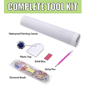 Diamond Painting Kits Sea Gazebo Palm Tree, 5D Round Diamond Crystal Gemstone Cross Stitch Diamond Painting, 12X12Inch Beginners Home Interactive Room Decor Club Decor or Gift