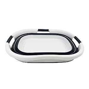 SAMMART 40L (10.5 Gallon) Collapsible Plastic Laundry Basket - Foldable Pop Up Storage Container/Organizer - Portable Washing Tub - Space Saving Hamper/Basket (Grey/Slate Grey)