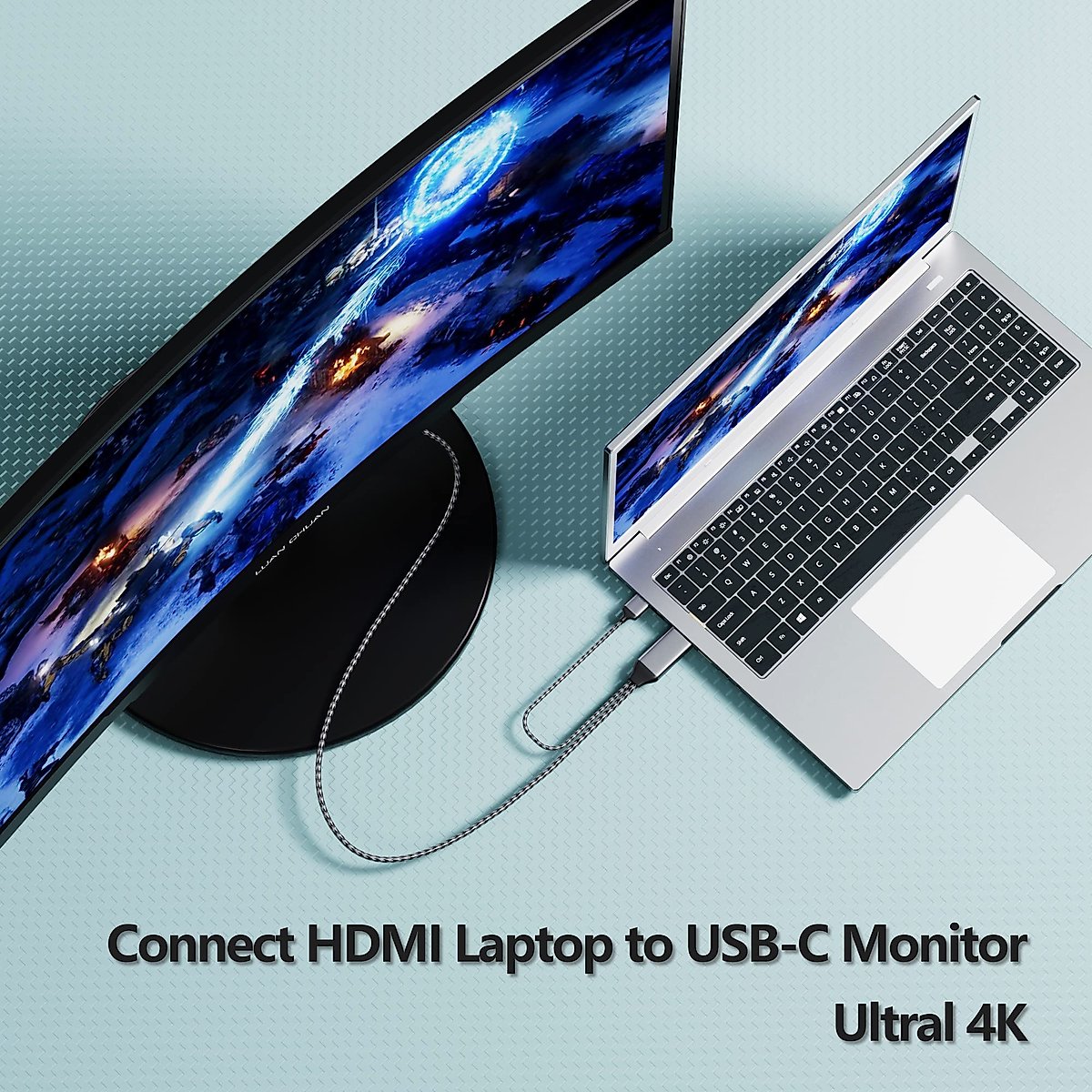HDMI to USB C Adapter Cable 4K60Hz 6.6FT, HDMI Source Input to USB Type C Output Display Converter, HDMI 2.0 Compatible with Xreal Air, Nreal Air, Steam Deck Dock, PS5, Xbox, Portable Monitor