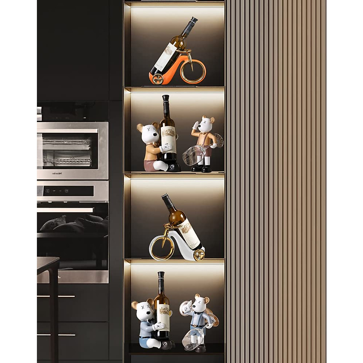 LIULIMI Bicycle Wine Shelf, Ceramics Wine Racks Holder Wine Cabinet for Home Living Room Porch Decoration Creative Gift (White)