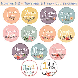 RubyRoo Baby Memory Book with Milestone Stickers - First 5 Years Baby Photo Album, Baby Journal, Scrapbook for Girl - Pregnancy Gift for Baby Shower, Baby Keepsake Record Book for Newborn - Floral