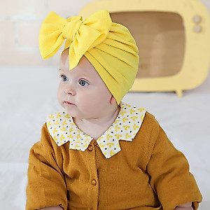 Cinaci 8 Pack Solid Big Knotted Hair Bow Large Bowknot Knot Beanie Turban Hats Caps Headwraps for Baby Girls Infants Toddlers Kids