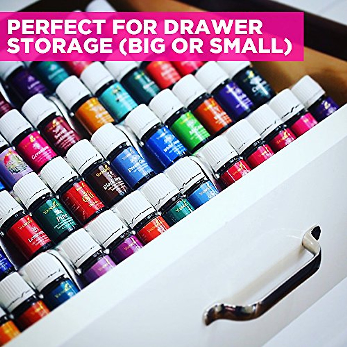 Simply Shelf Essential Oil Storage Organizers - 9pc Expandable Set - Essential Oil Holders for Drawer Storage & Tabletop Display - Holds 45 Oil Bottles (5-15mL)