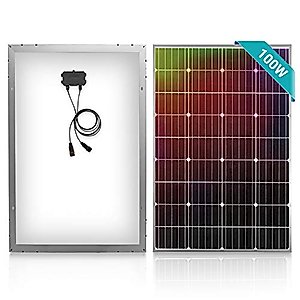 SereneLife 100W 12V Monocrystalline Portable Easy Mono Solar Panel Starter Kit w/ 3 ft 11AWG Cable Set-for Van, Campers, Golf Cart, Car Roof, Boat SLSPNL10