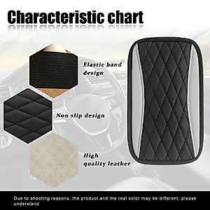 Car Center Console Cushion Pad Accessories Interior Protection Universal Leather Waterproof and Anti-scratch Armrest Seat Box Cover Profector for Most Car SUV Vehicle (Grey)