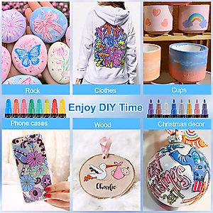 Betem 24 Colors Dual Tip Acrylic Paint Pens Markers, Premium Acrylic Paint Pens for Wood, Canvas, Stone, Rock Painting, Glass, Ceramic Surfaces, DIY Crafts Making Art Supplies