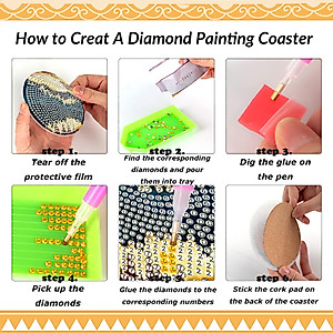 8 Pcs Landscape Diamond Art Coasters, Diamond Painting Coasters with Holder DIY Landscape Diamond Art Coasters Kit Diamond Painting Kits Coasters for Adults Kids and Beginners Art Craft Supplies Gift