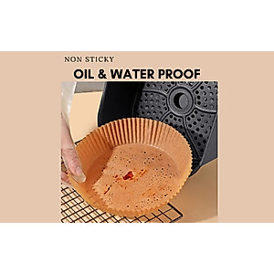 Ohimbuying Air Fryer Liners - Disposable Round Parchment Paper Liners, Raised Edges - Non-Stick, Food-Grade, Heatproof Inserts for Oven Baking, Microwave Cooking - 6.3" Diameter, 100 Sheets Per Pack