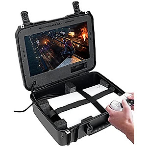 Case Club Portable Gaming Station with Built-in 18.5" Monitor - Fits PlayStation 5, 1 Controller, 2 Games & Has a Built-in Fan to Expel Heat - Hard-Shelled PS5 Travel Case is Waterproof & Lockable