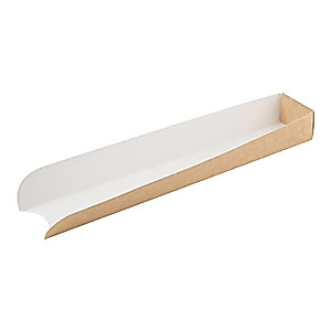 Restaurantware Bio Tek 11.8 x 2 x 1.3 Inch Hot Dog Trays 200 Open-Design Hot Dog Containers - Greaseproof Recyclable Kraft Paper Hot Dog Serving Trays