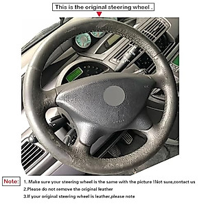 Fit for Citroen Picasso 2001-2008,Stitch Steering Wheel Cover,Leather Steering Wheel Cover Lace Up,Non-Slip Steering Wheel Cover