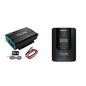 Renogy 700W Pure Sine Wave Inverter 12V DC to 120V AC Converter & Rover 40 Amp 12V/24V DC Input MPPT Solar Charge Controller Auto Parameter Adjustable LCD Display Solar Panel Regulator fit