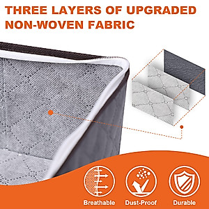 Under Bed Storage Containers, Underbed Storage Bags with Zipper Clear Window Non-Woven Organizer for Clothes Sweater Comforter Blanket Quilts Pillow Toy 75L Grey 3 Pack