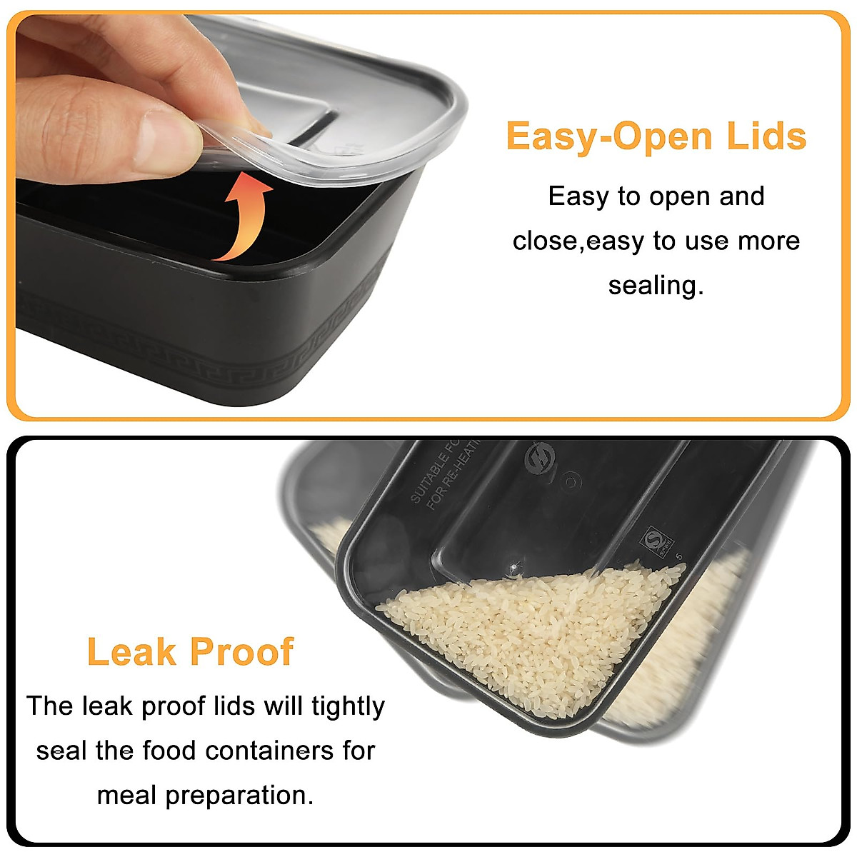 YAYODS 100 Pack Reusable Meal Prep Containers with Lids, 1 Compartment Plastic Food Prep Storage Containers, 34oz Microwave and Dishwasher Safe To Go Food Containers for Take out Meal, Lunch