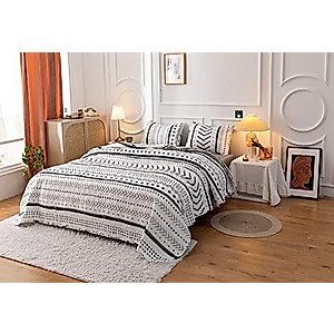 JANZAA Boho Bedding Bedspreads Queen Size,3 PCS Bohemian Quilt Set with Geometric Printed for All Season(Two Pillow Cases)