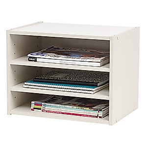 IRIS USA 3-Shelves Modular Wood Stacking Storage Box, for Office Closet and Nightstand, Easy Assembly, Customizable, Stacking Storage Boxes, White