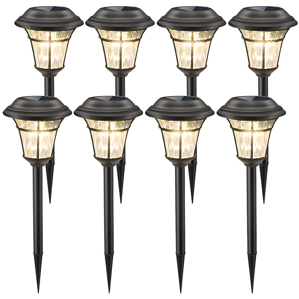 MAGGIFT 8 Pack Solar Ground Lights Outdoor, Disk Light 8 LED Cool White + 4 LED Blue, Waterproof Solar Powered Lights, In-Ground Walkway Deck for Pathway Driveway Landscape Garden Patio, Lawn, Yard