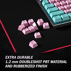 HK Gaming Rubber Keycaps Set | Anti-Slip Texture | Doubleshot Backlit Keycap Set | 23 Keys OEM Profile Key Set | for Mechanical Keyboard | Compatible with Cherry MX, Gateron, Kailh | Prism Pink