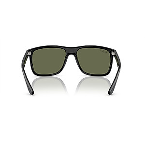 Ray-Ban RB4547F Boyfriend Two Square Sunglasses, Black/Green Polarized, 60 mm