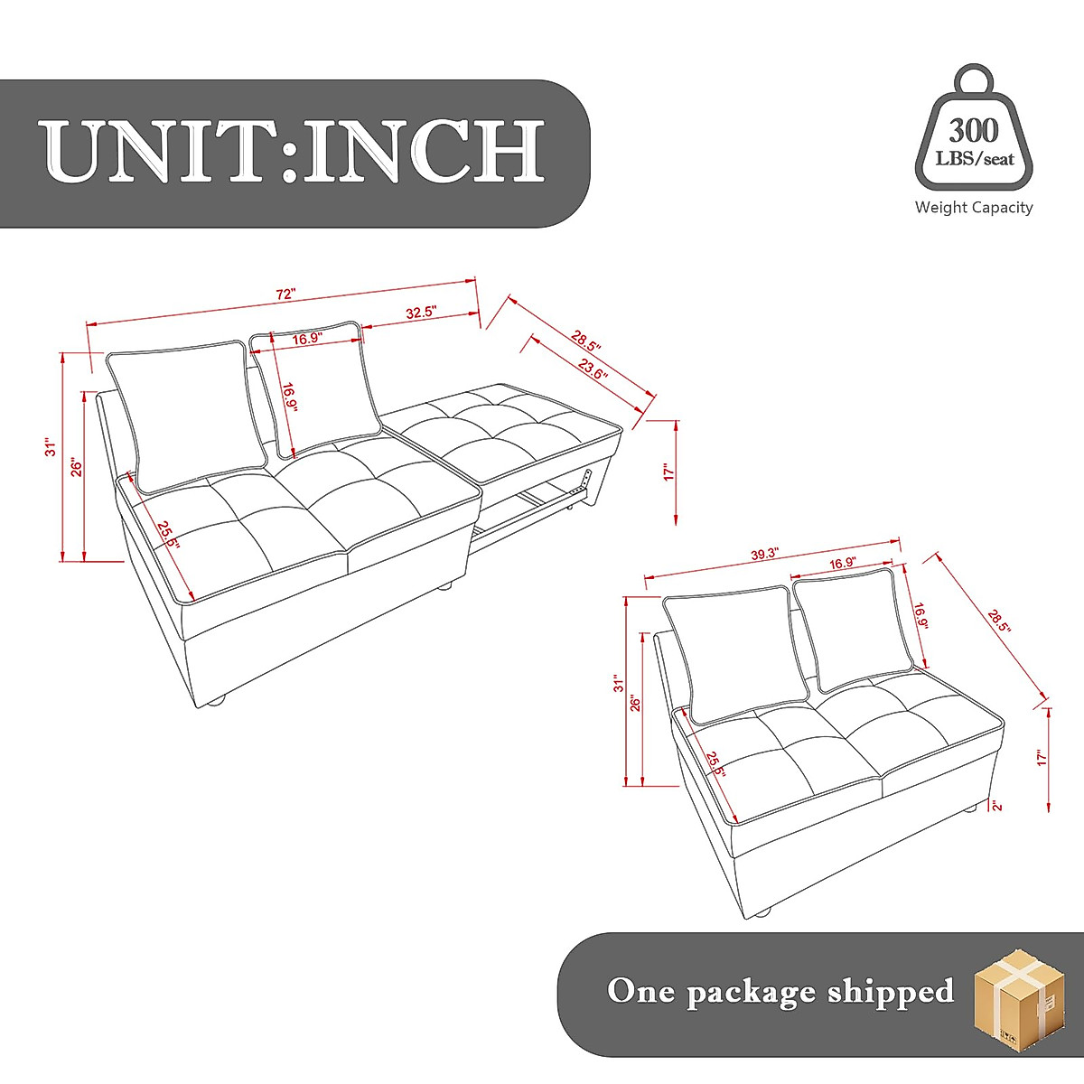 SmartEdge 4 in 1 Convertible Sleeper Chair Bed, Pull Out Small Couch Ottoman Bed with 3-Level Adjust Backrest, Multifunction Futon Chair Recliner Sofa Bed with 2 Pillows for Living Room, Black