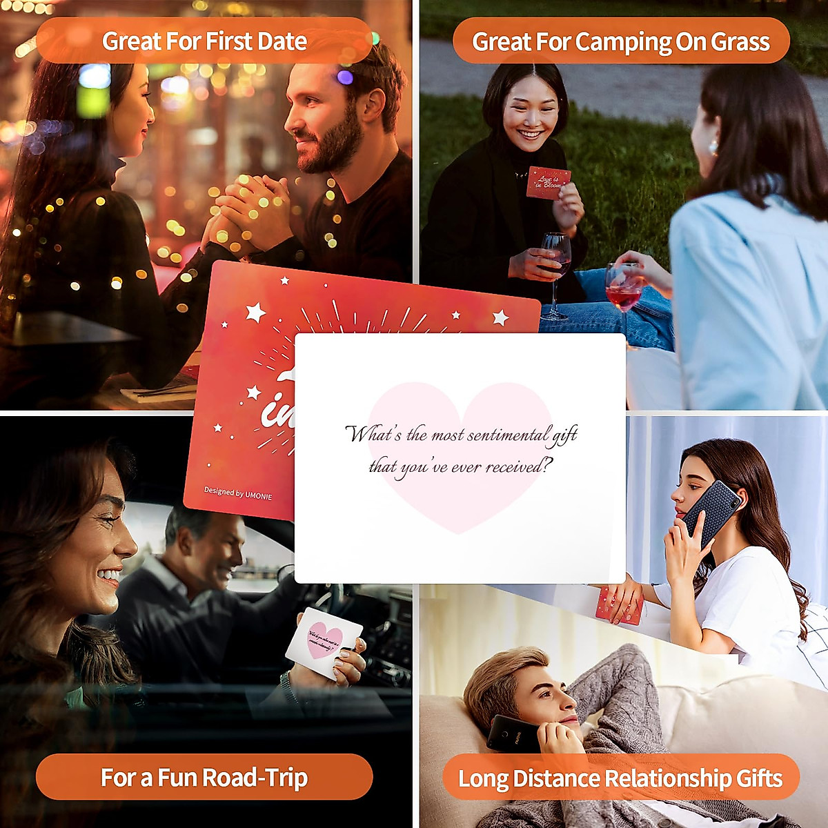 UMONIE Conversation Cards for Couples, Fun Questions Couples Games for Date Night, Cards Game for Couples to Strengthen Relationships, Romance, Trust - Valentine's Day Couples Gifts for Him/Her/Them