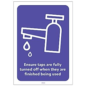 V Safety Energy Saving Poster -Ensure Taps Are Fully Turned Off -A3-297x420-Polypropylene