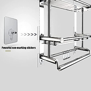 FVRTFT Shower Caddy Shelf with 4 Hooks, Caddy Organizer Wall Mounted Rustproof Basket with Adhesive,Stainless Steel, Storage Rack for Bathroom Shower Kitchen (Size : 60cm)