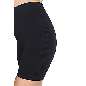 NIKIBIKI Women Seamless Moto Biker Shorts, Made in U.S.A, One Size (Black)