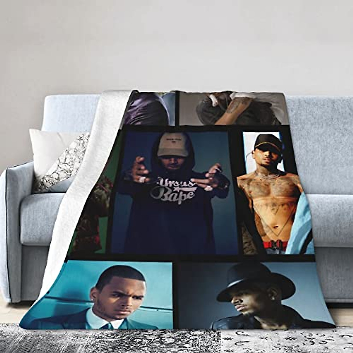 LJYHLAA Super Soft Flannel Chr-is Throw Blanket Warm Cozy Br-own Plush Bed Blanket Lightweight Sofa Throw Blanket 50"X40"