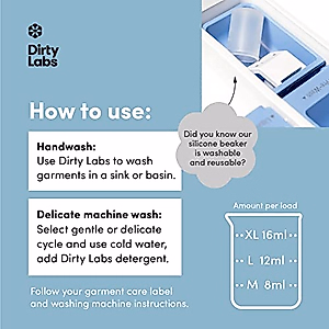 Dirty Labs | Hand Wash and Delicates | Scent Free | 32 Loads (8.6 fl oz) | Bio Enzyme Liquid Laundry Detergent | For Fine Silks, Wools, Handwash Garments | Hyper-Concentrated | Non Toxic, Biodegradable | Stain & Odor Removal