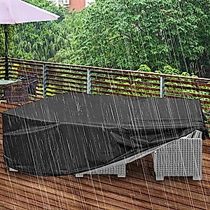 ANKIBER Patio Furniture Set Covers Waterproof , 600D Outdoor Rectangular Anti-UV Sofa Loveseat Couch Covers, Black Heavy Duty Chair Table Protection Covers (108"X82"X28")