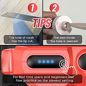 Seesii Cordless Caulking Gun Upgraded, 20V 4 Adjustable Speed Electric Caulk Gun & Adhesive Gun Kit w/ 2000mAh Rechargeable Battery & Charger, 10oz/300ml Silicone Gun for Filling, Sealing,Labor Saving